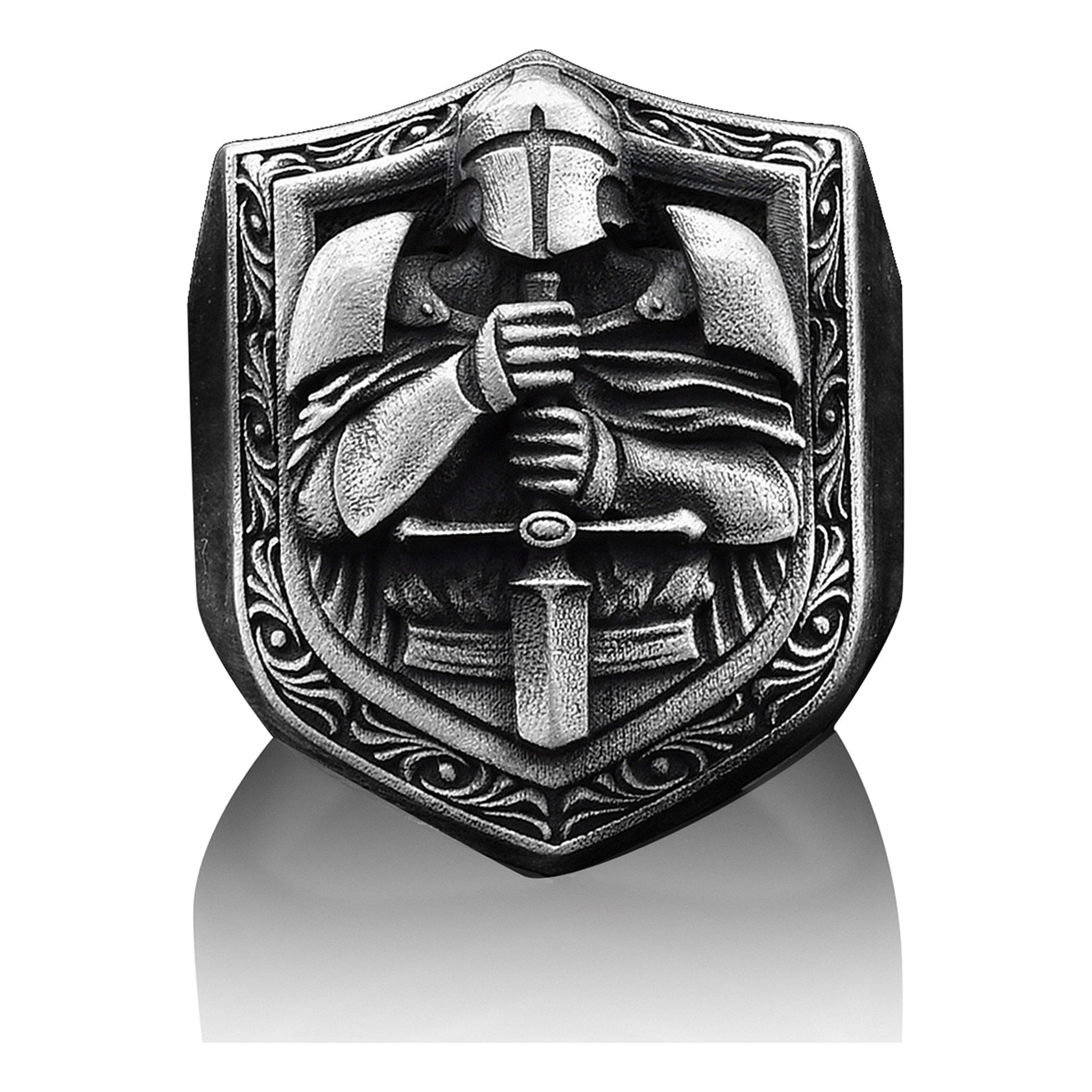 Crusader Knight Handmade Silver Men Signet Ring, Christian Medieval ...