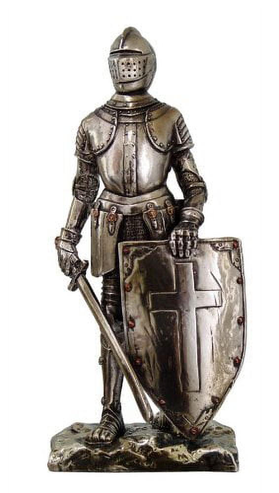 Crusader Knight Statue Silver Finishing Cold Cast Resin Statue 7" (8718 ...