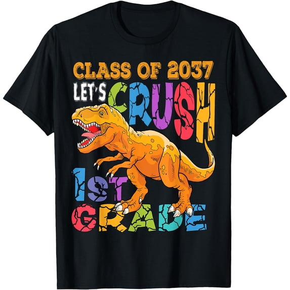 Crush 1St Grade Dinosaur Back To School Class Of 2037 Boy T-Shirt ...