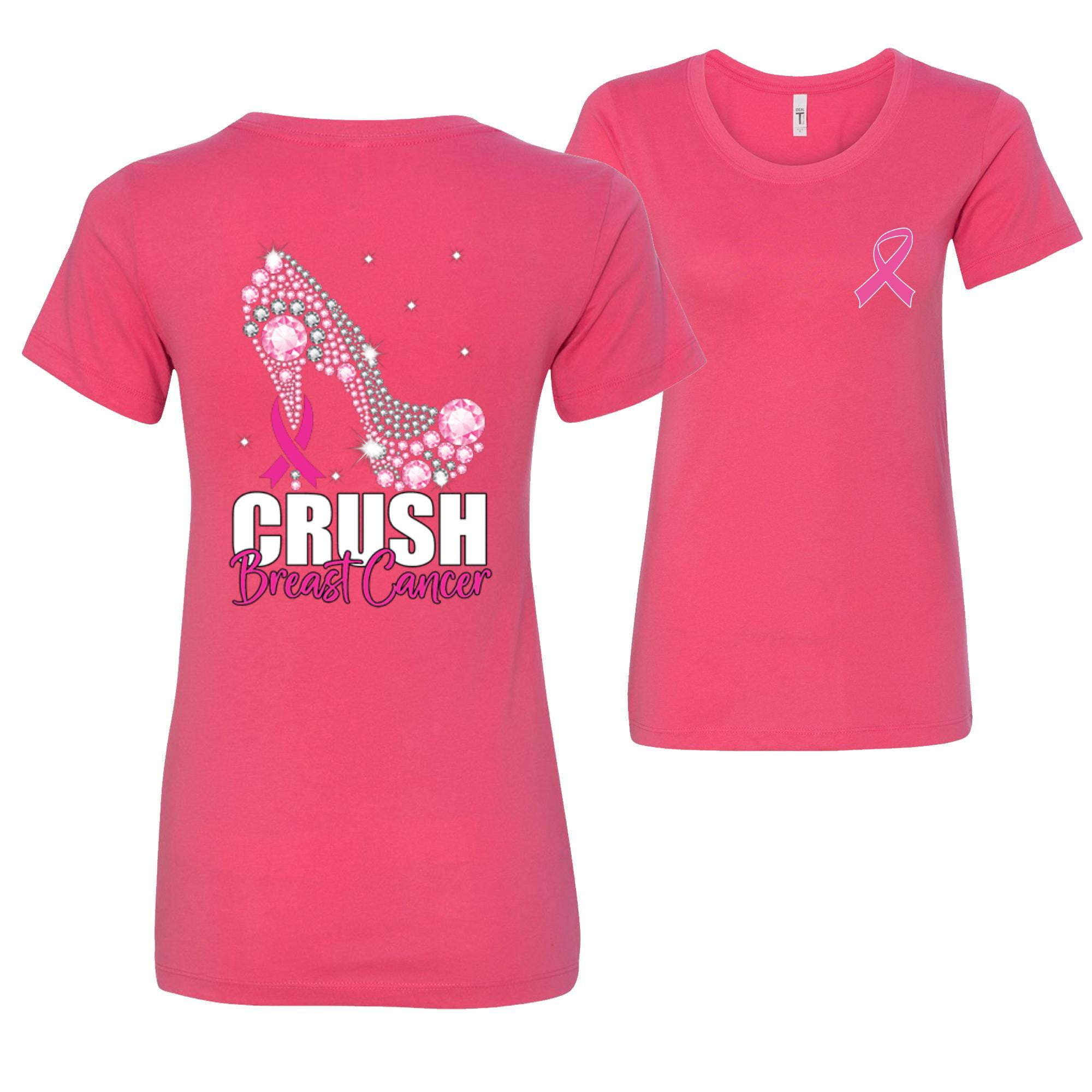 Crush Breast Cancer Awareness Bling High Heels Pink Ribbon FRONT AND ...