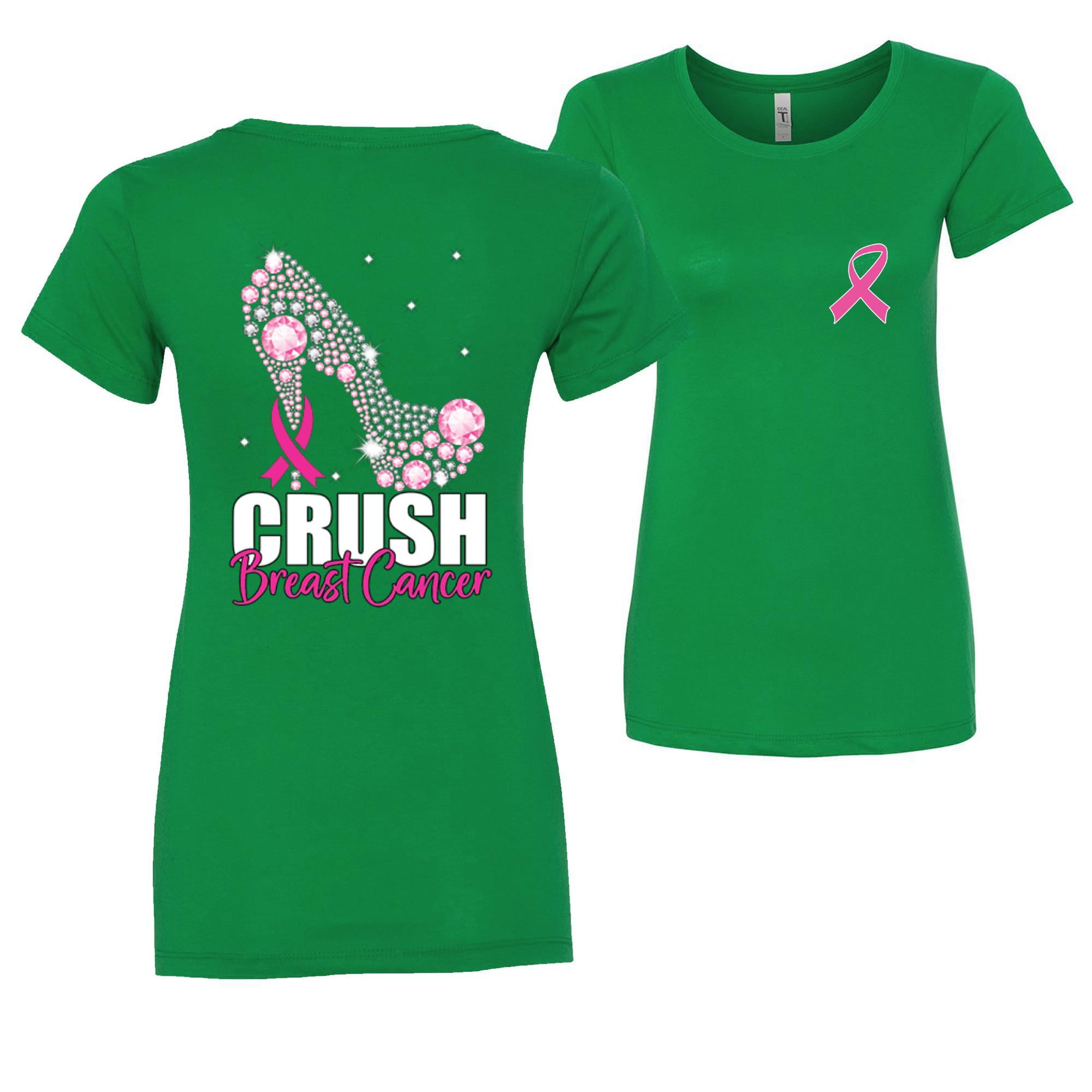 Crush Breast Cancer Awareness Bling High Heels Pink Ribbon Front And