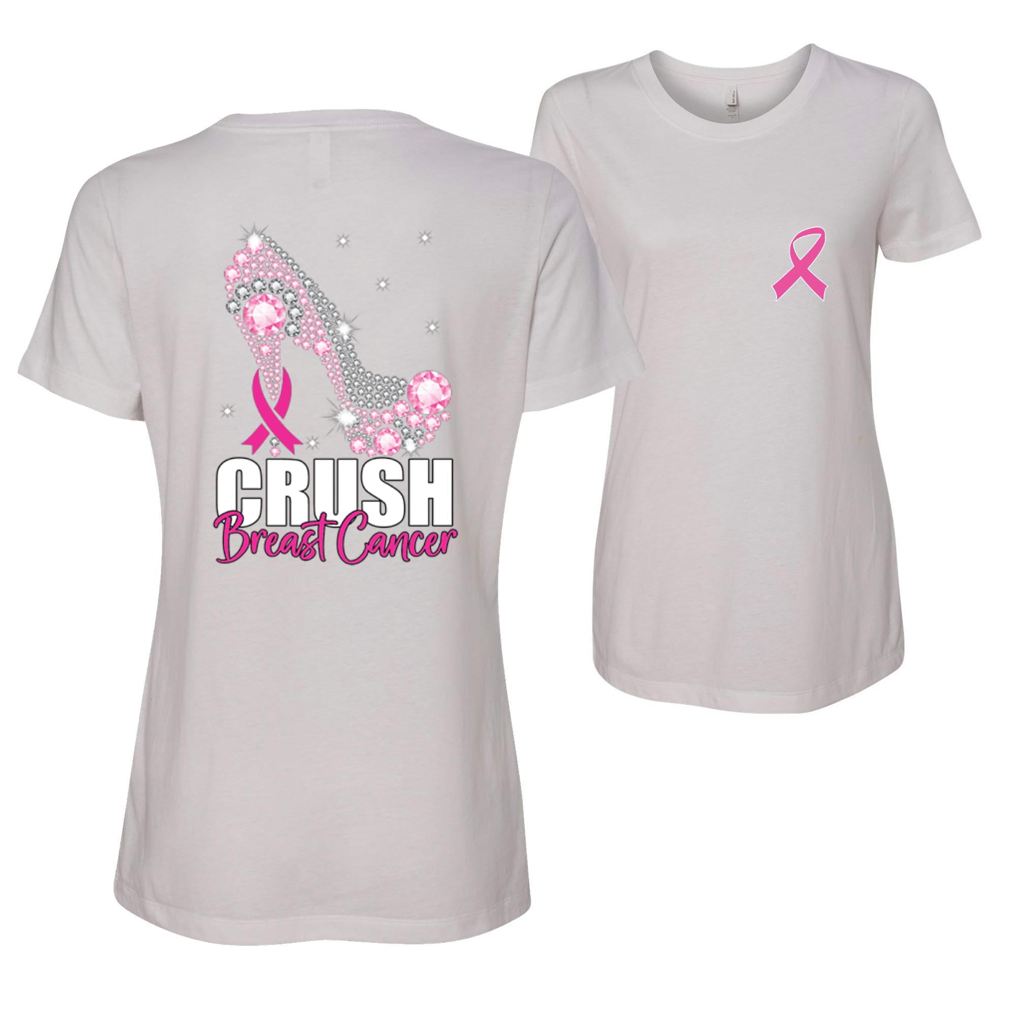 Crush Breast Cancer Awareness Bling High Heels Pink Ribbon FRONT AND ...