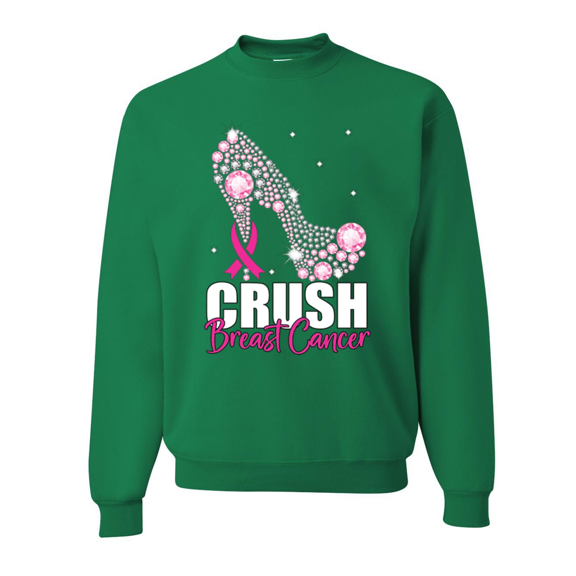 Crush Breast Cancer Awareness Bling High Heels Pink Ribbon Mens Crew ...