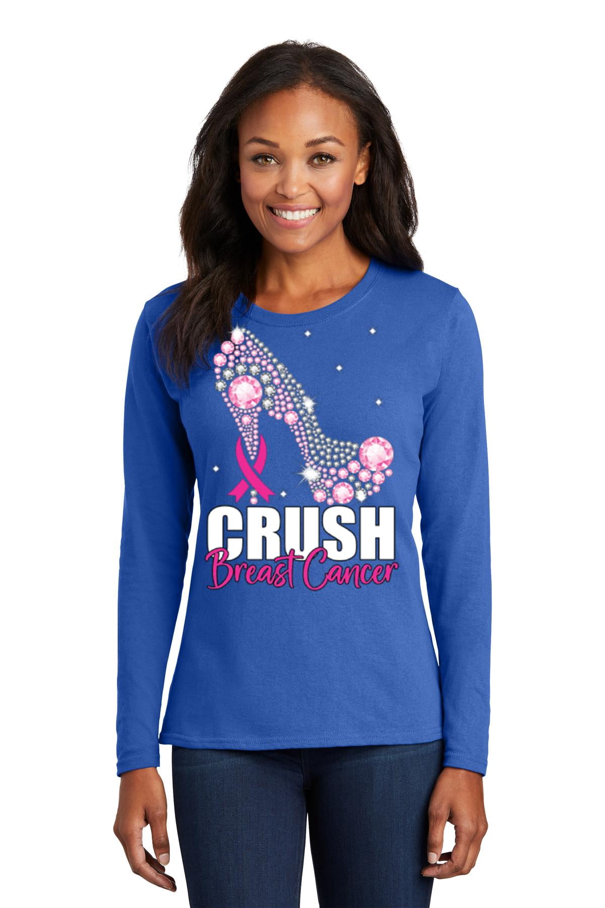 Crush Breast Cancer Awareness Bling High Heels Pink Ribbon Womens Long ...