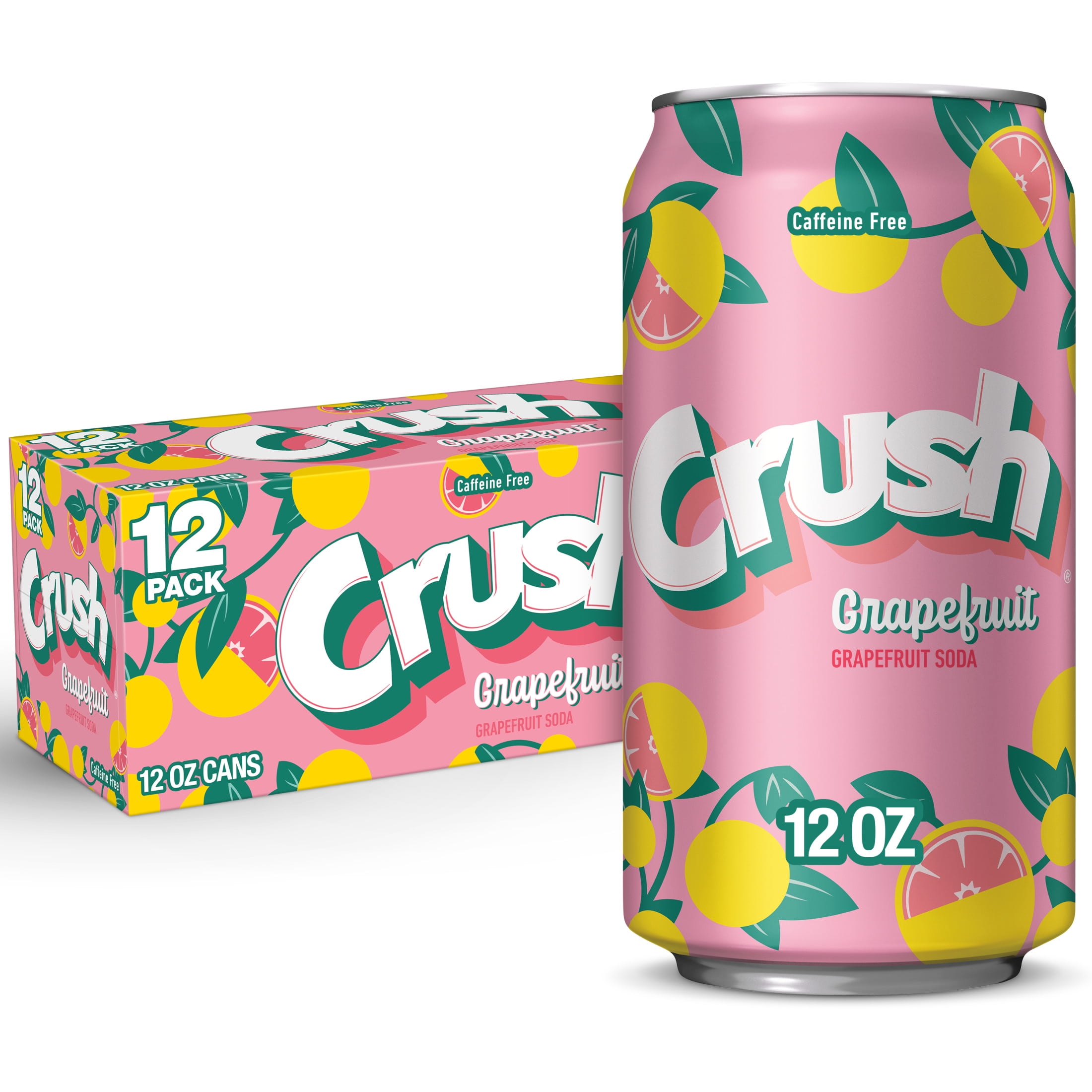 Crush Caffeine Free Grapefruit Soda Pop, 12 fl oz, 12 Pack Cans - Walmart.com