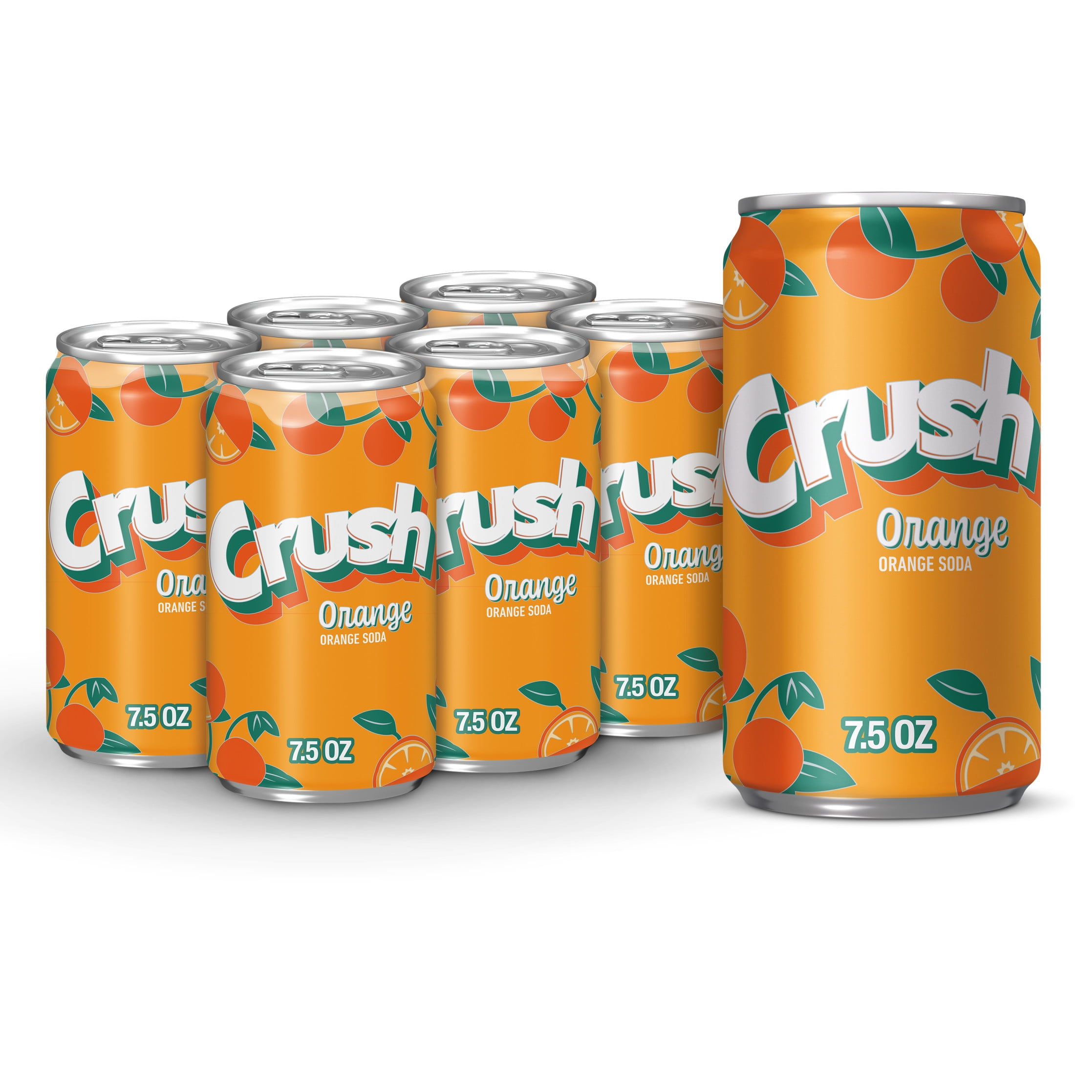Crush Variety Caffeine-Free Orange Soda Pop, 7.5 fl oz, 6 Pack Cans ...