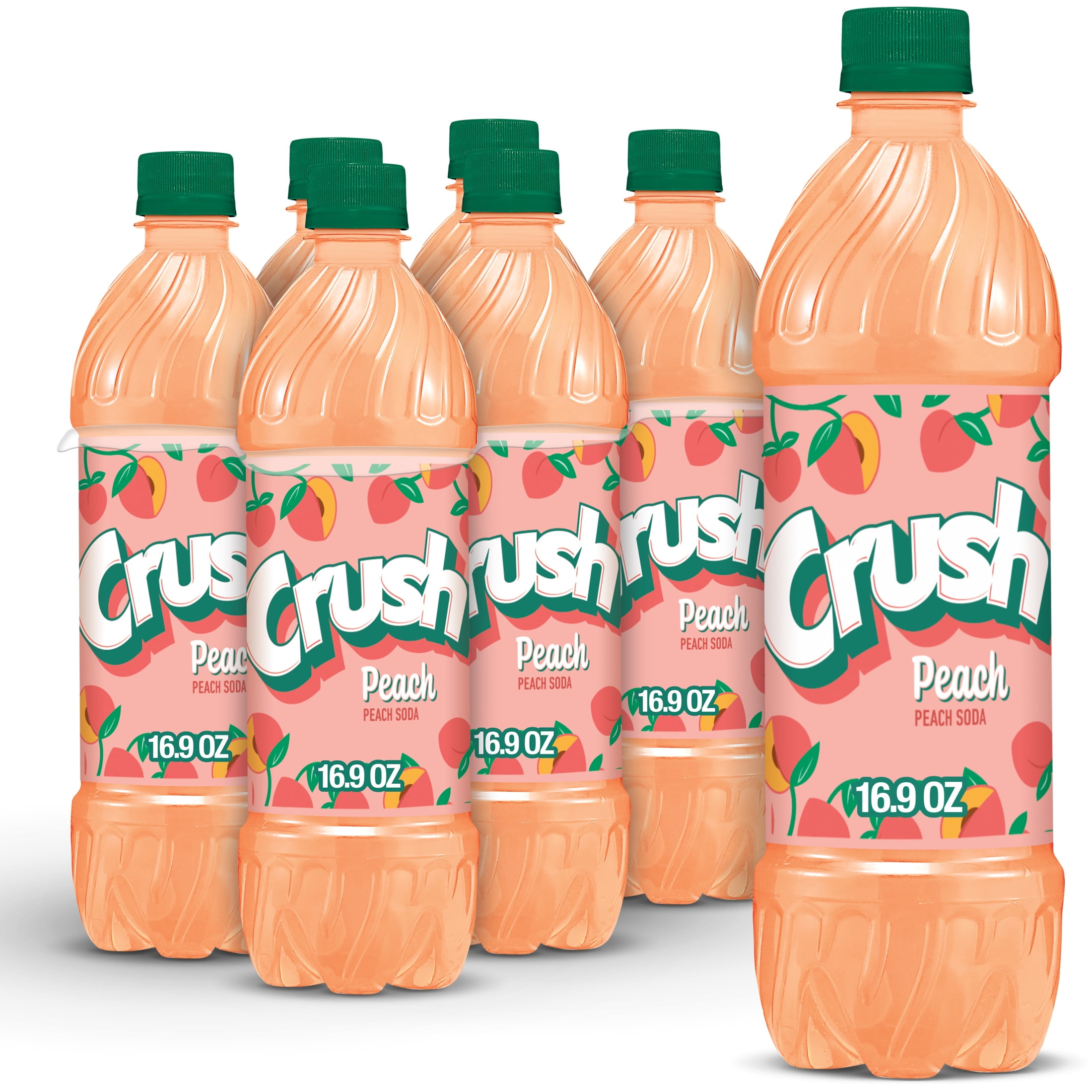 Crush Peach Soda Pop, Caffeine-Free, Bold & Refreshing Drink, 16.9 fl ...