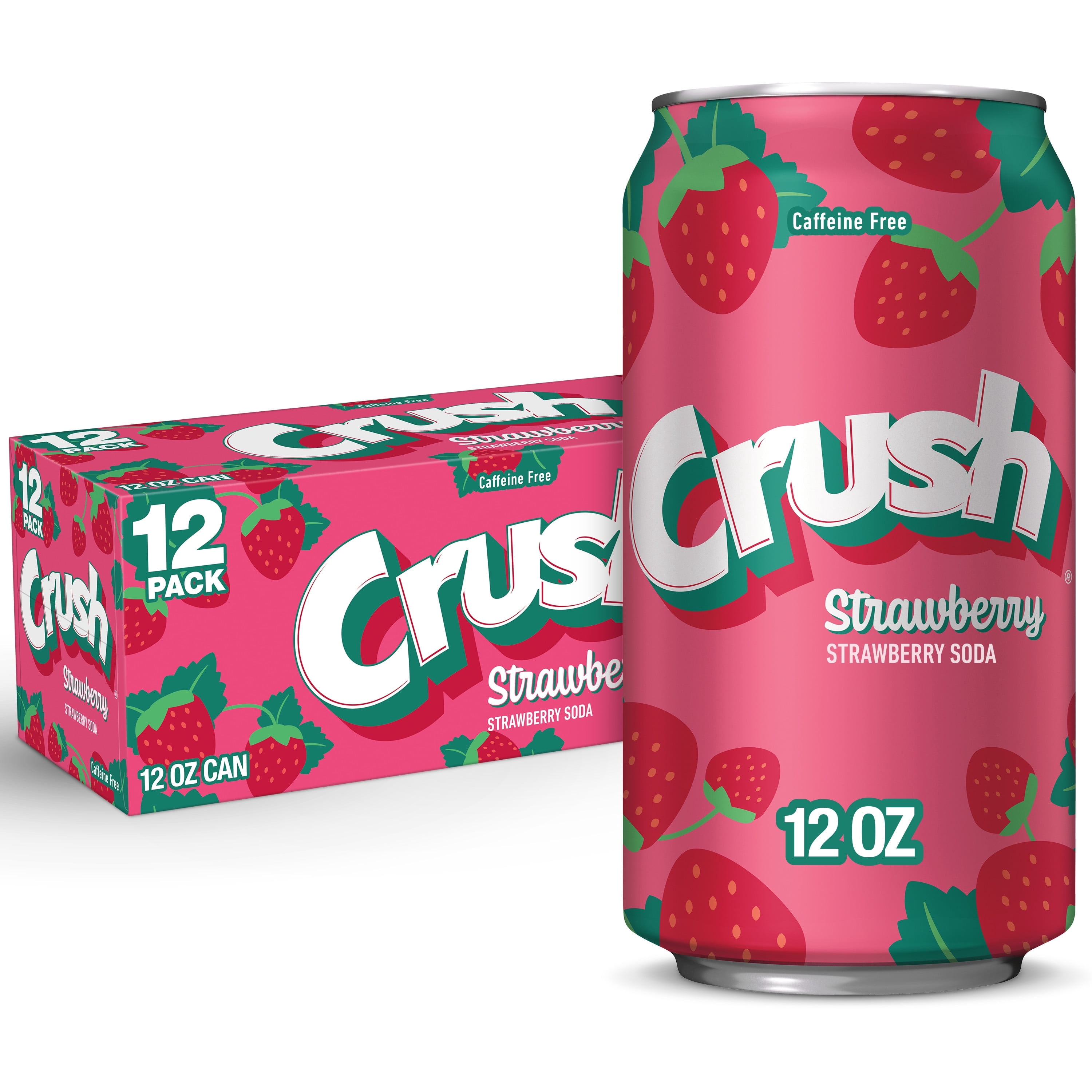 Crush Caffeine Free Strawberry Soda Pop, 12 fl oz, 12 Pack Cans ...