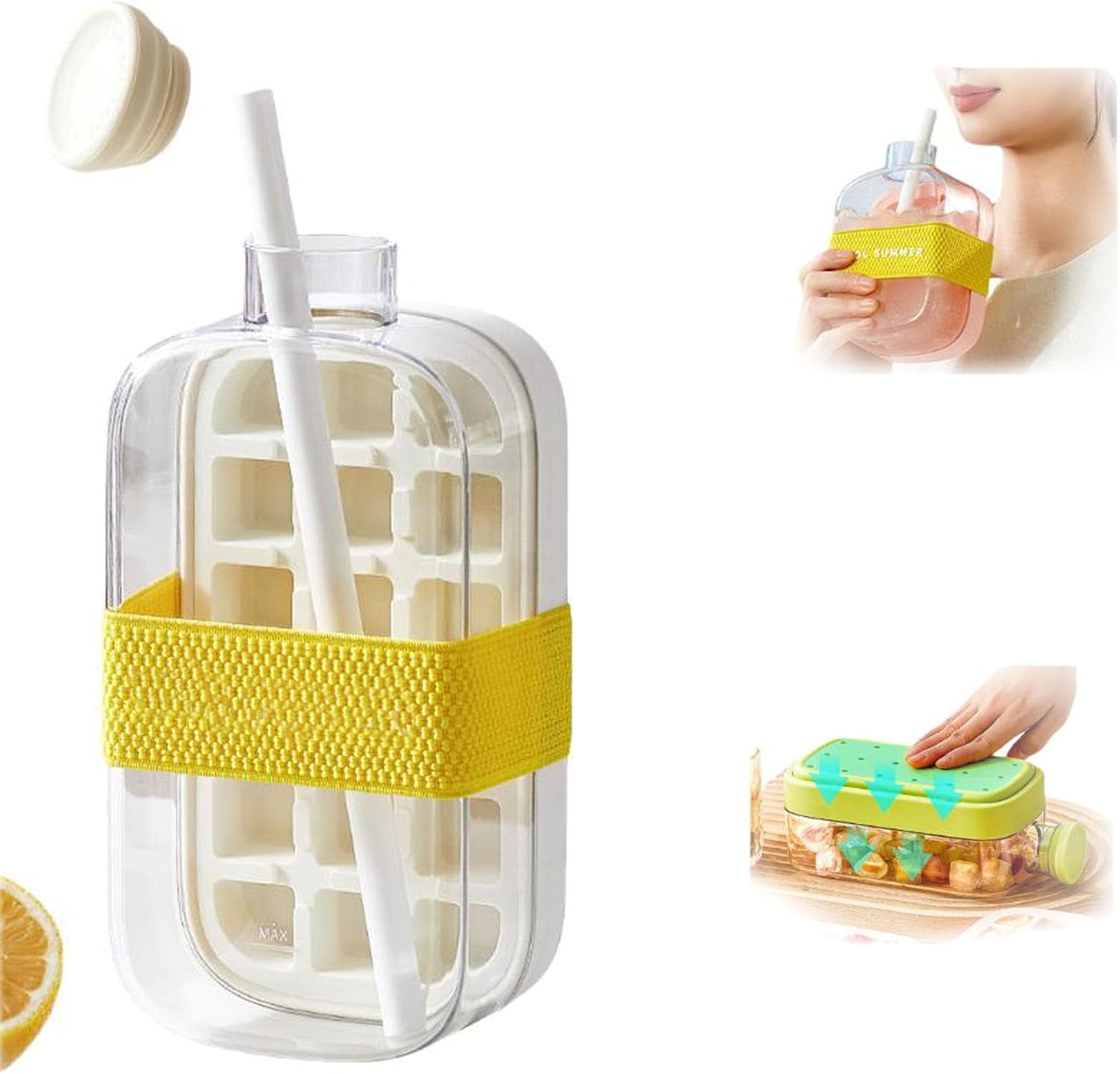My Crush Cup Ice, 2 In 1 Ice Cube Bottle, Ice Cube Bottle with Straw ...