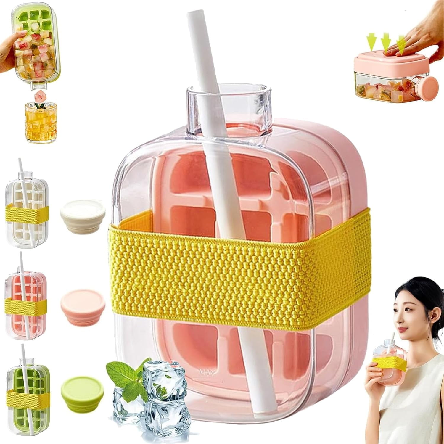 My Crush Cup, Ice Crush Cup, Ice Cube Bottle with Straw, (17/28 Oz)2 in ...