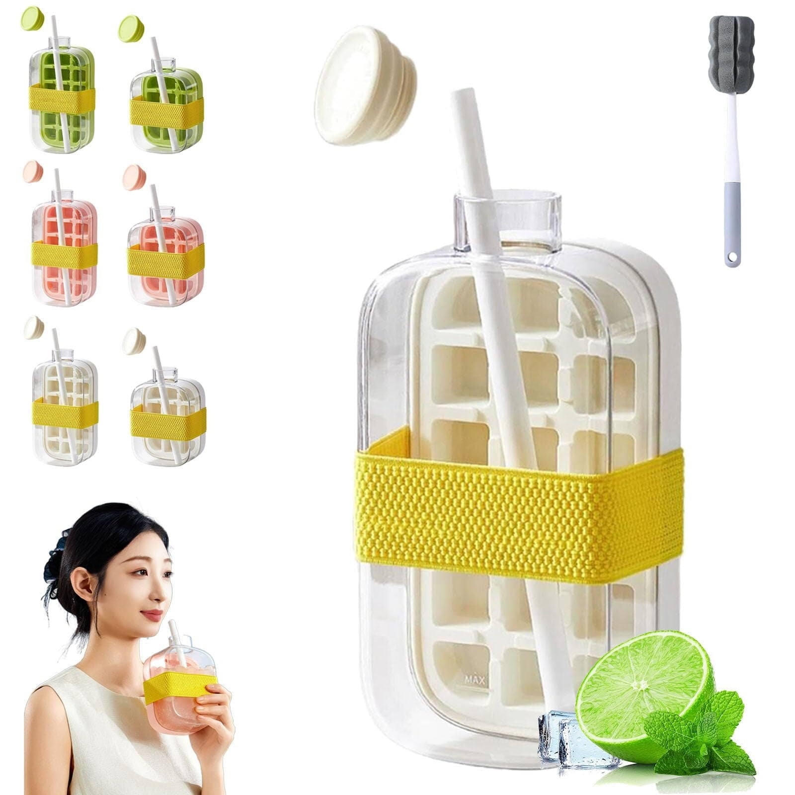 My Crush Cup Ice, Ice Bottle Cup, 2 In 1 Zero Touch Press Ice Cube Mold ...