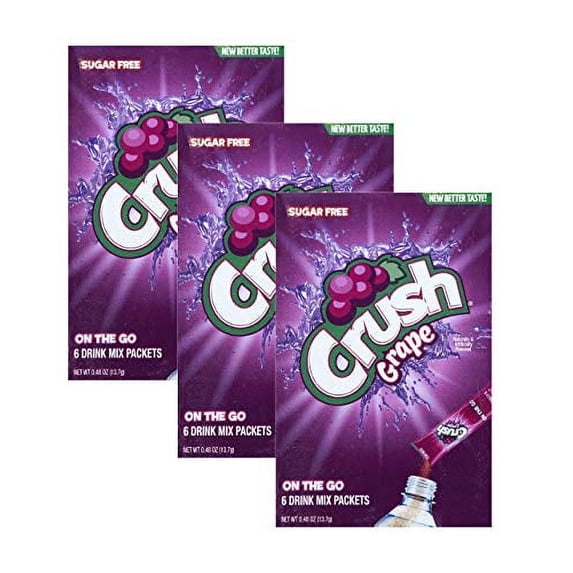 Orange Crush Grape Singles To Go Drink Mix, 6 CT Pack of 3, Sugar Free ...
