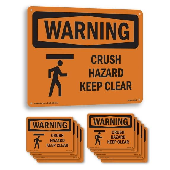Crush Hazard Keep Clear With Symbol OSHA WARNING Aluminum Sign 24 Inch ...