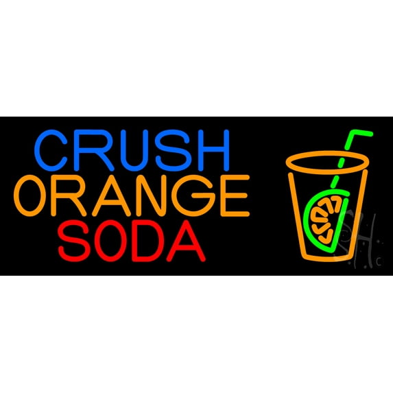 Crush Orange Soda LED Neon Sign 13 x 32 - inches, Black Square Cut ...