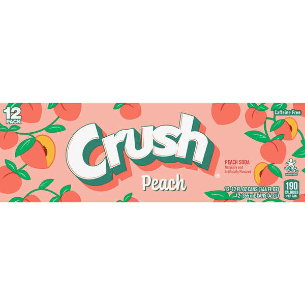 Crush Peach Soda, Caffeine-Free, 12 fl oz Cans, 12 Pack - Walmart ...