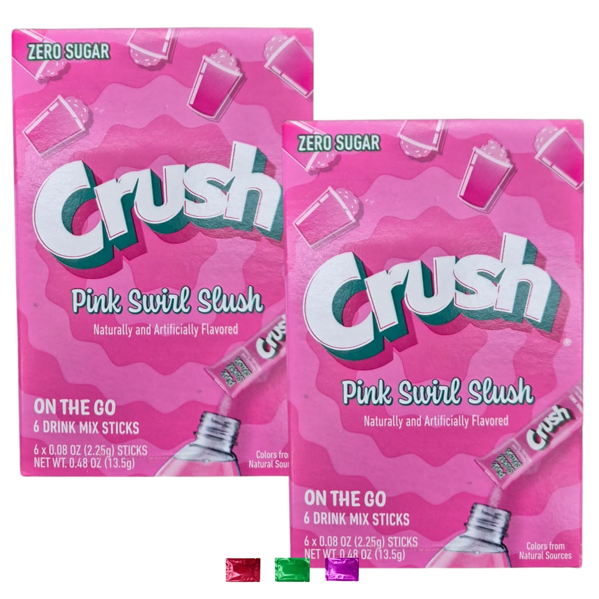 Crush Pink Swirl Slush Drink Mix Sticks (2 Boxes, 12 Total Single-Serve ...