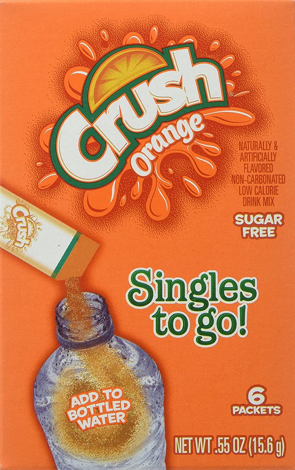Crush Singles To Go Powder Packets, Water Drink Mix, Orange, Non ...
