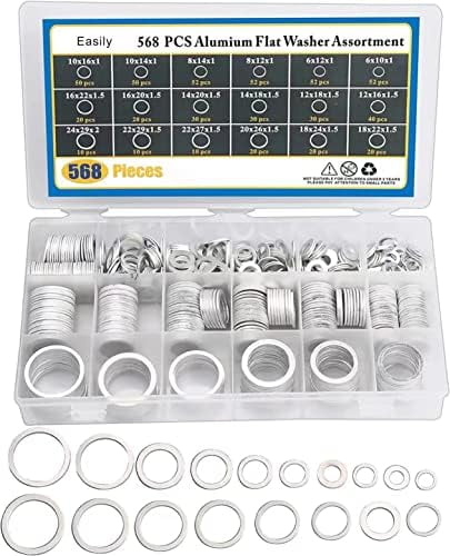 Crush Washer Oil Drain Plug - 568 Pieces 18 Sizes Aluminum Automotive ...