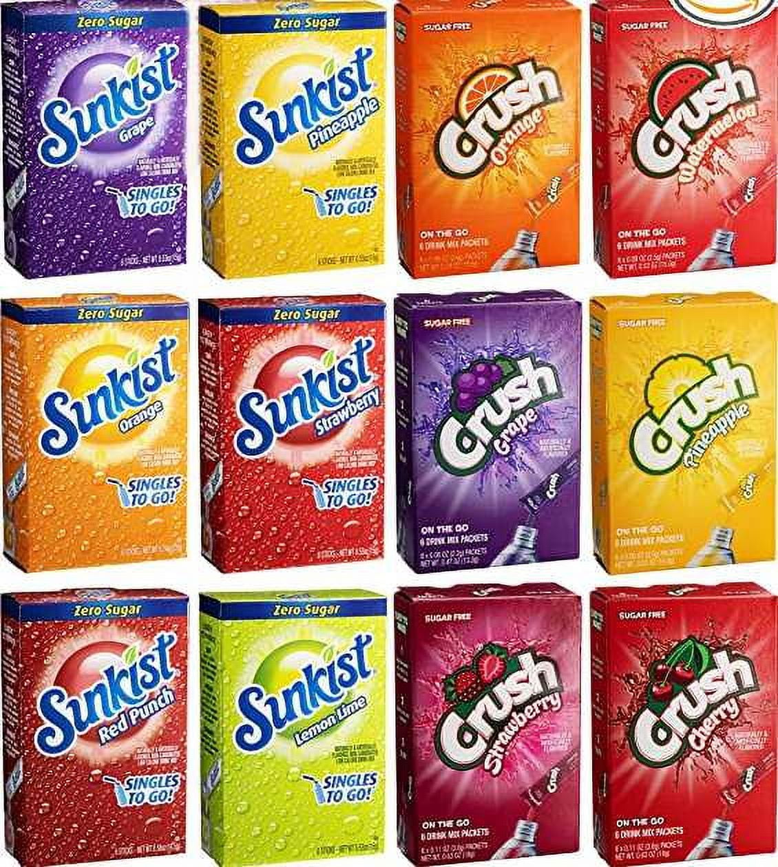Crush and Sunkist Sugar Free Drink Mix Variety Pack of 12 - 1 Box of ...