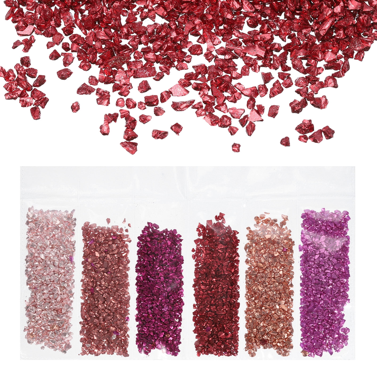 Uxcell 6Pcs Crushed Glass Chips High Luster Irregular Glass Chips for ...