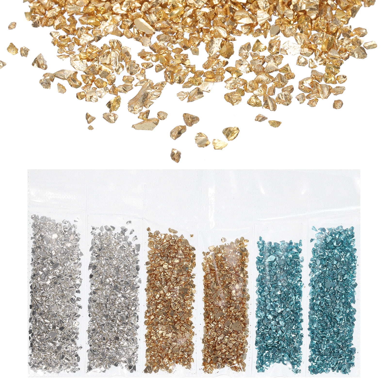 Crushed Glass Chips 1-3mm 6 Colors Irregular Glass Chips for Craft DIY ...