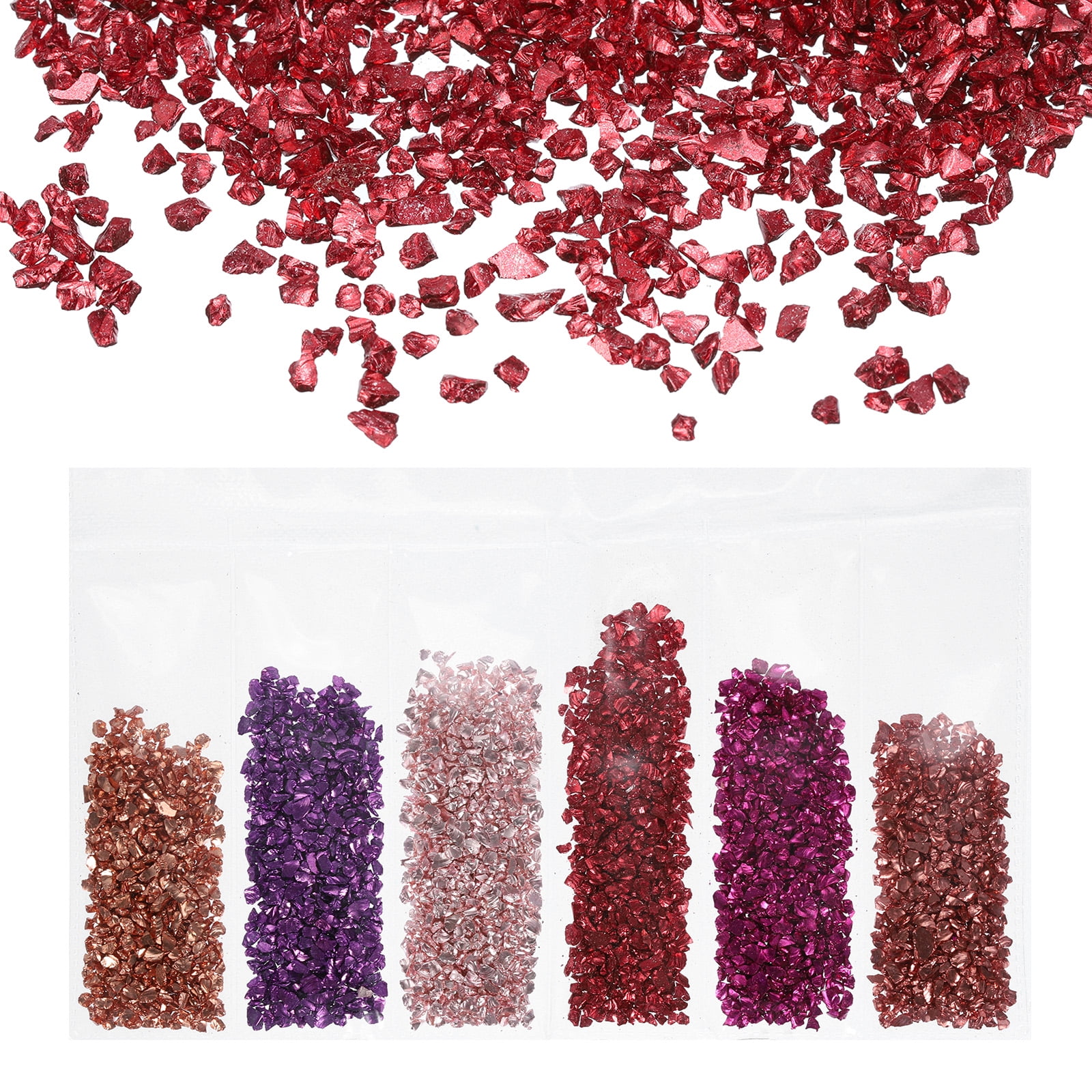 Uxcell 6Pcs Crushed Glass Chips High Luster Irregular Glass Chips 1.06 ...