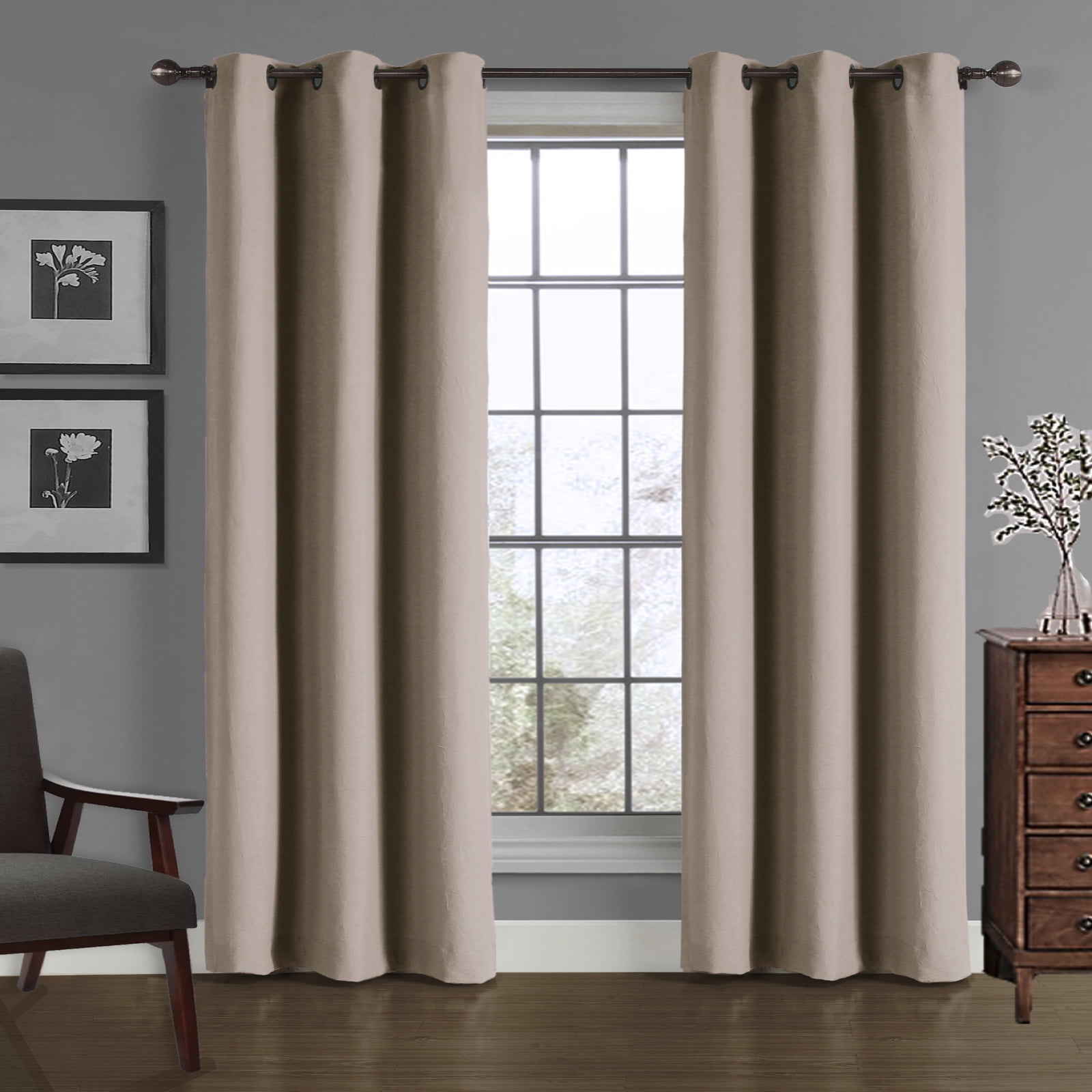 Crushed Microfiber Solid Window Panel Tan 40x84 - Walmart.com