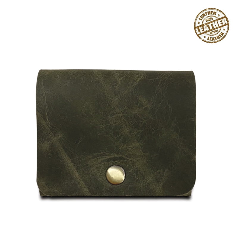 Crushed Olive Green Slim Leather Unisex Wallet/ Leather Card wallet ...