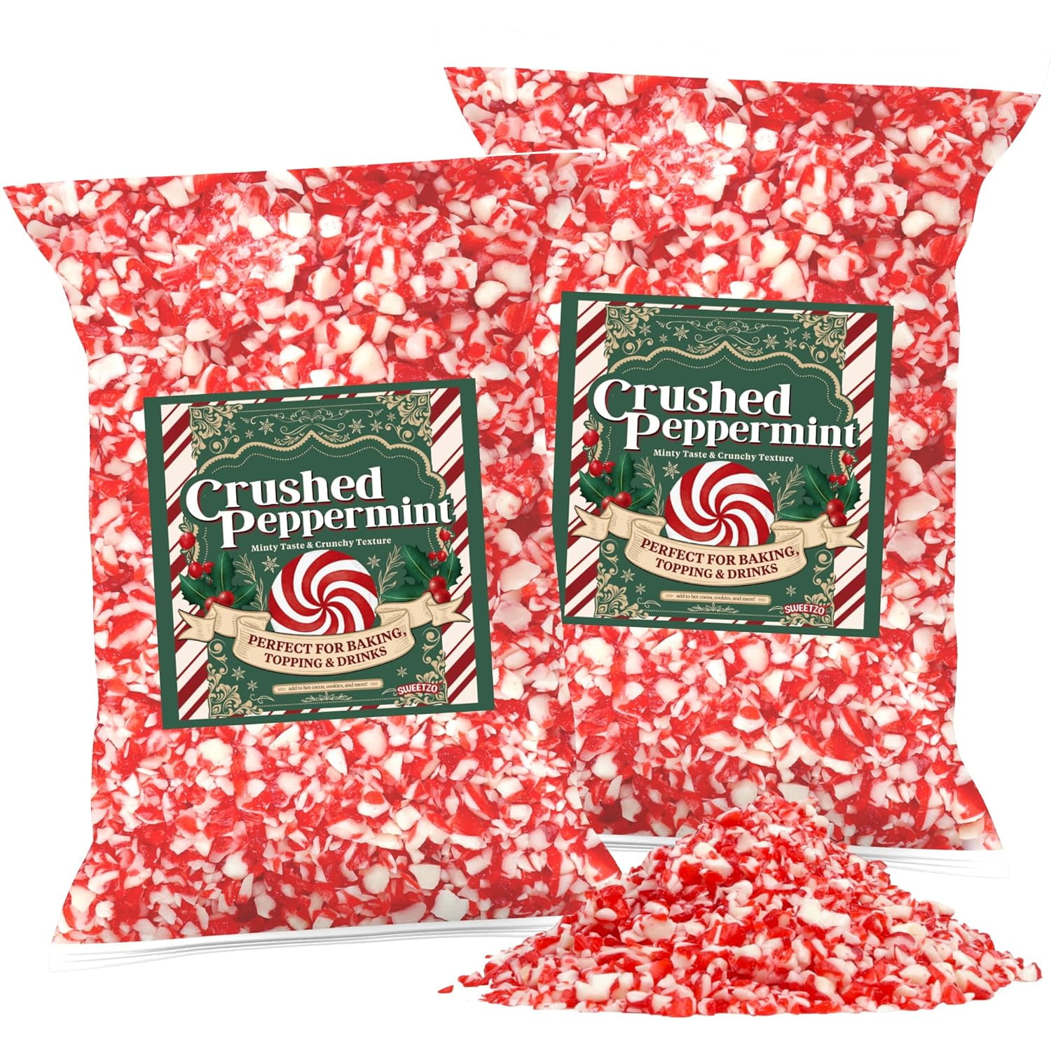 Crushed Peppermint, Christmas Candy, Pack of 2, 12 Ounces per Bag ...