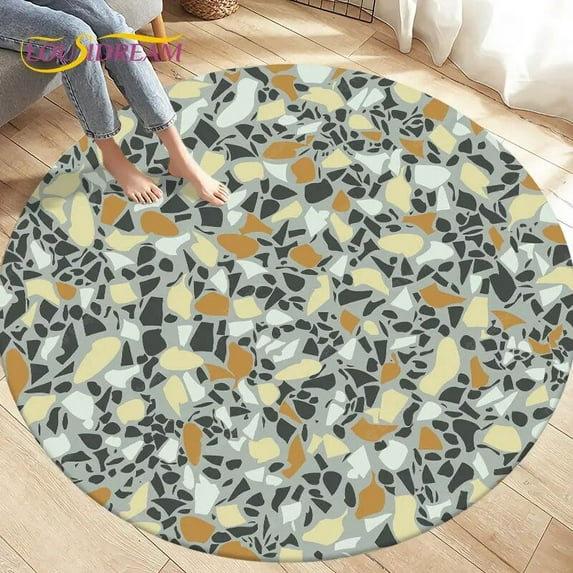 Crushed St Path Colour Gravel Round Area Rug Circle Carpet Rug for ...
