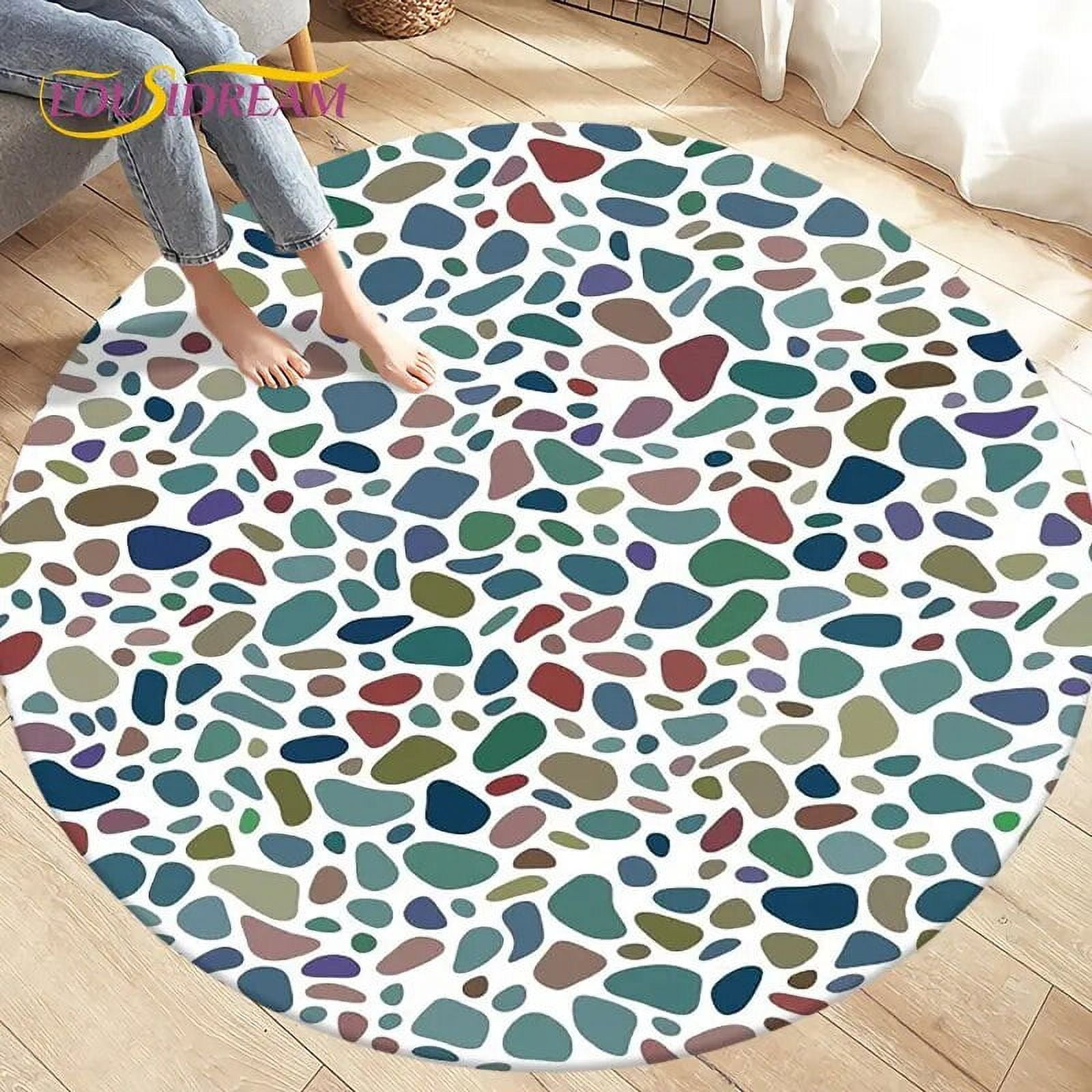 Crushed St Path Colour Gravel Round Area Rug Circle Carpet Rug for ...