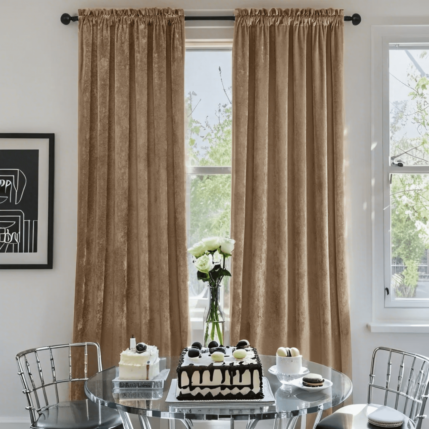 Crushed Velvet Curtains with Rod Pocket Luxurious Thermal Insulated ...