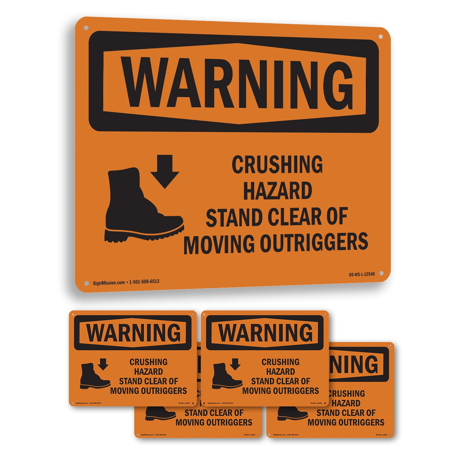 Crushing Hazard Outriggers Stand Clear OSHA WARNING Rigid Plastic Sign ...