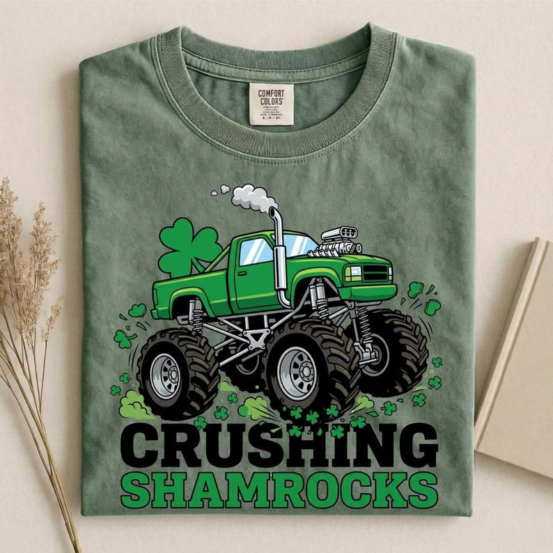 Crushing Shamrocks Monster Truck St Patrick’s Day Graphic T-Shirt ...