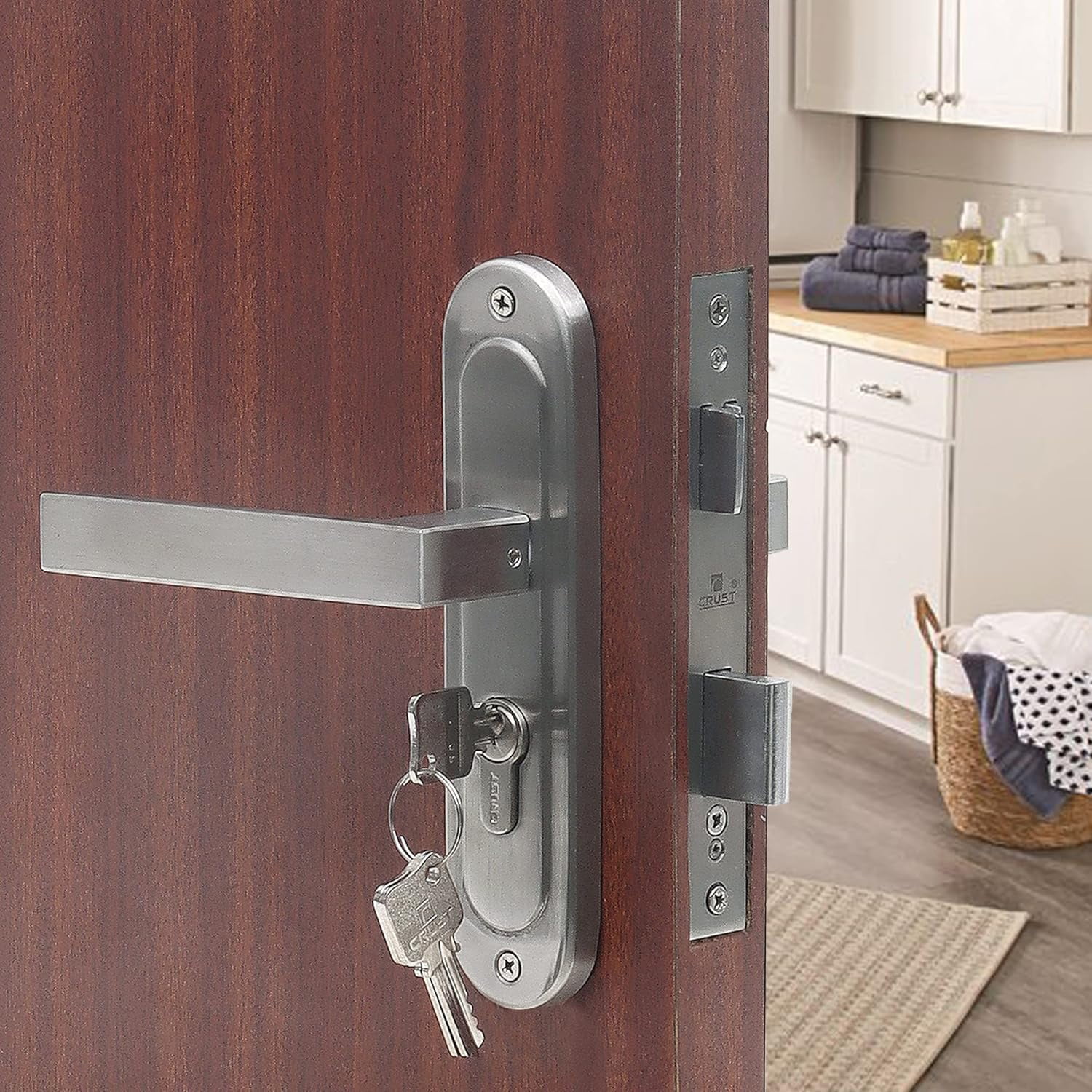 Crust Heavy Duty Round Plate Mortise Door Lock for Bedroom Living Room ...