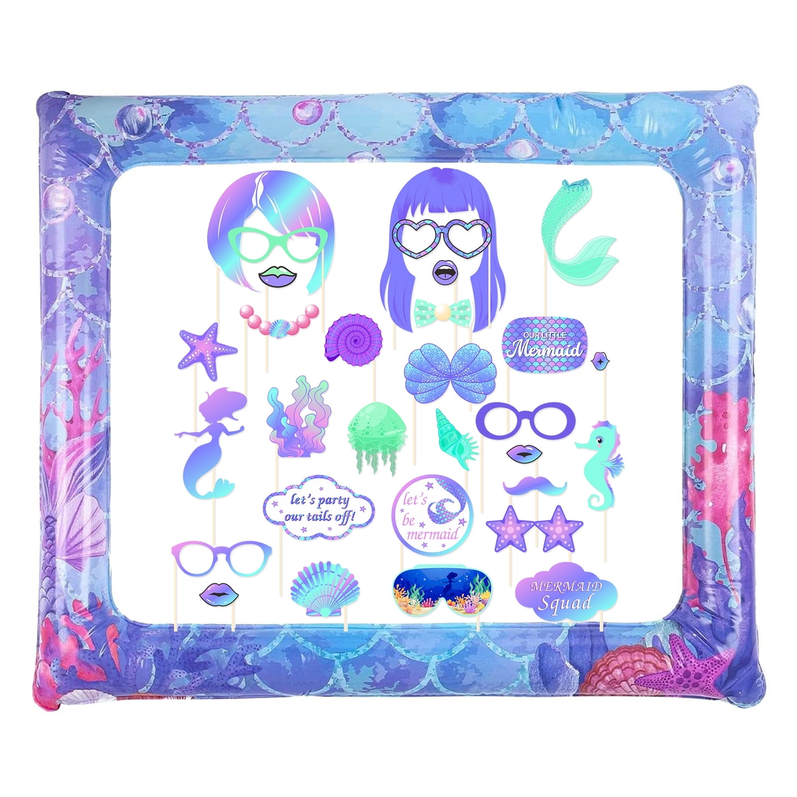 Crusward 31 Pcs Mermaid Photo Booth Props,Under The Sea Selfie Props ...