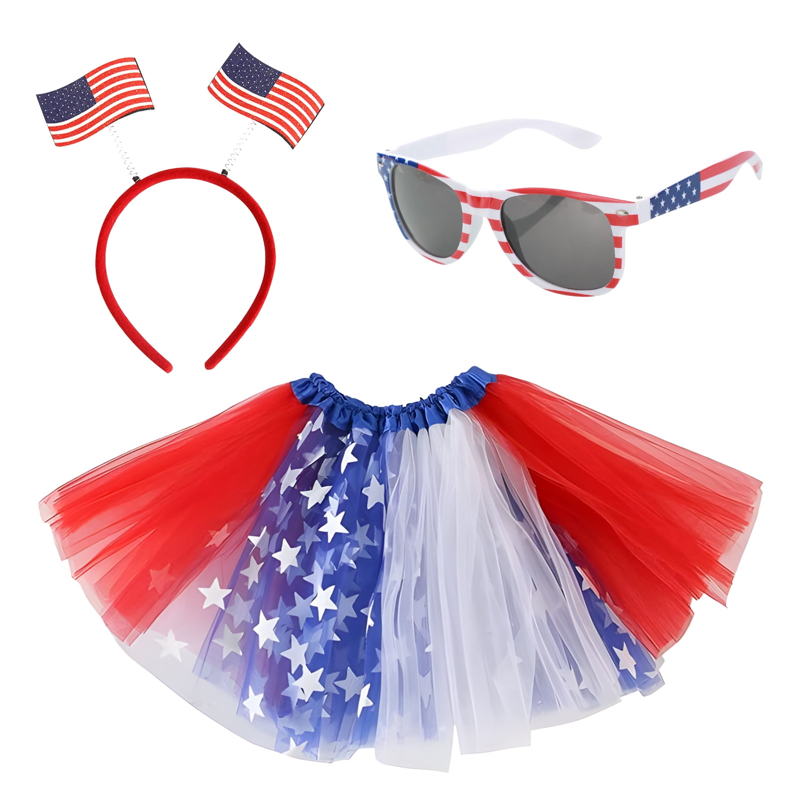 Crusward 4th of July Tutu Set,Patriotic Costume Set,Red White and Blue ...