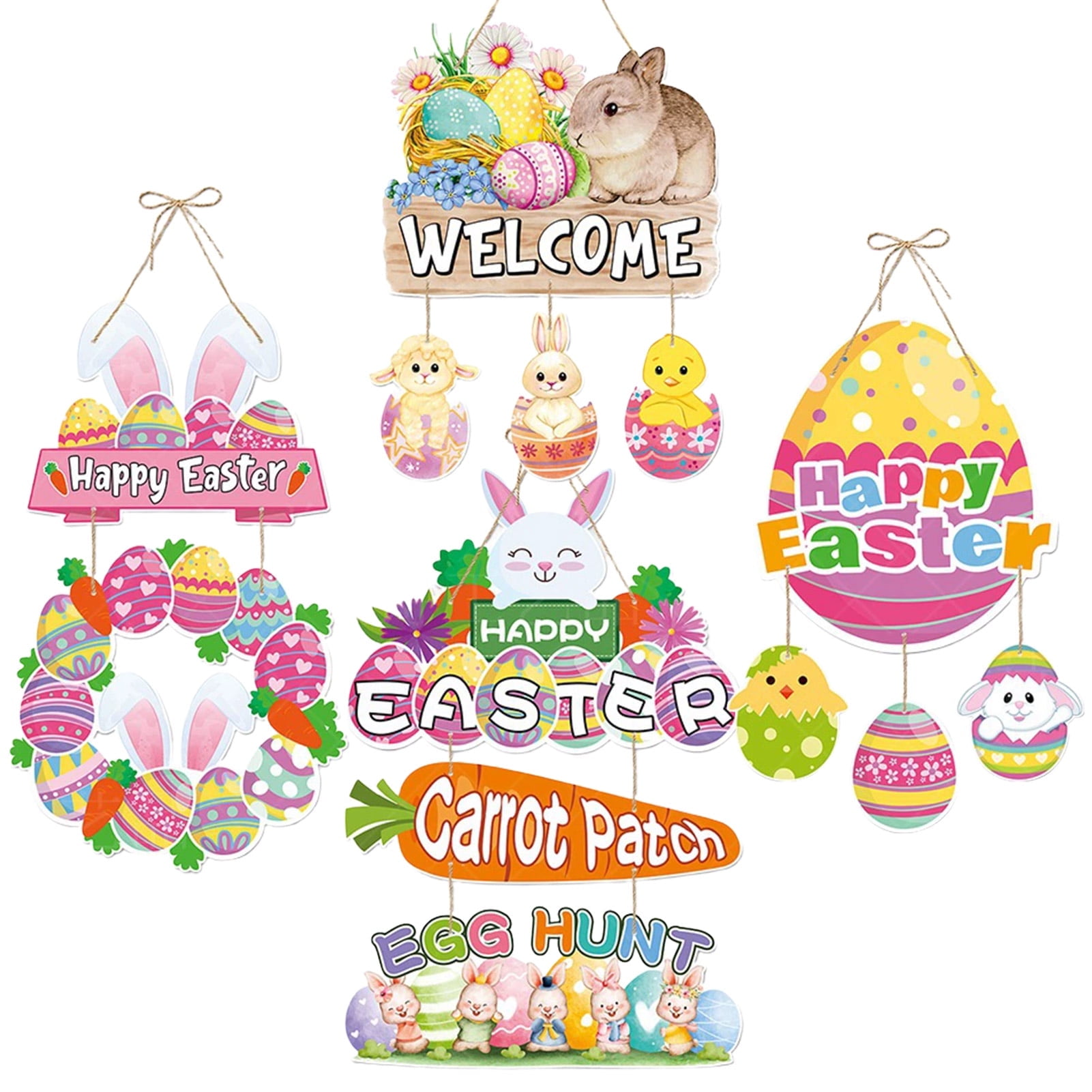 Crusward Easter Egg-Bunny Home Front-Door Hanger-Decor Happy Easter ...