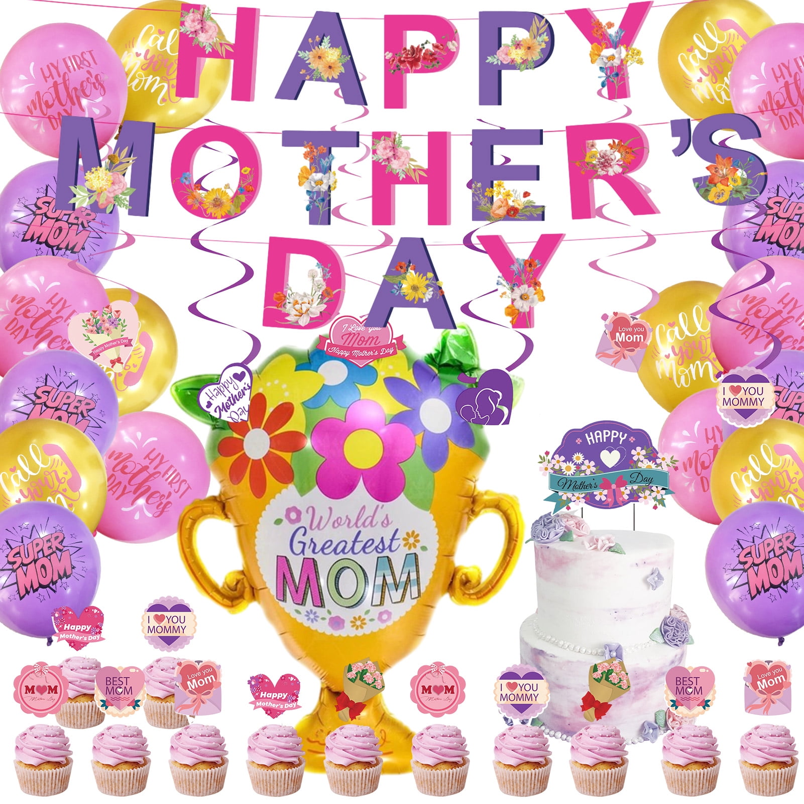 Crusward Happy Mother's Day Balloons Party Decorations Supplies ...