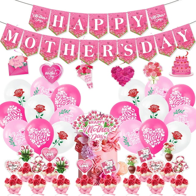 Crusward Mothers Day Decorations Kit,Happy Mother's Day Balloons Set ...