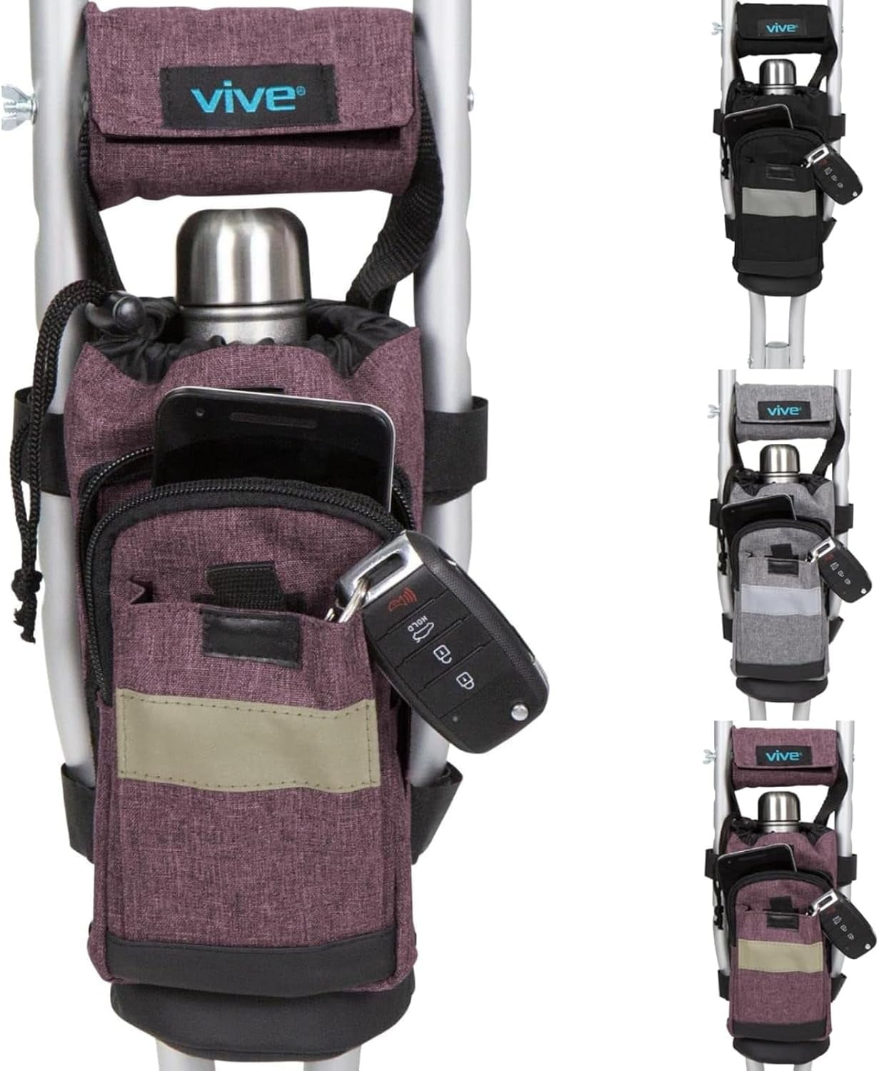 Crutch Accessories Bag - Pouch for Crutches with Foam Padded Grip ...