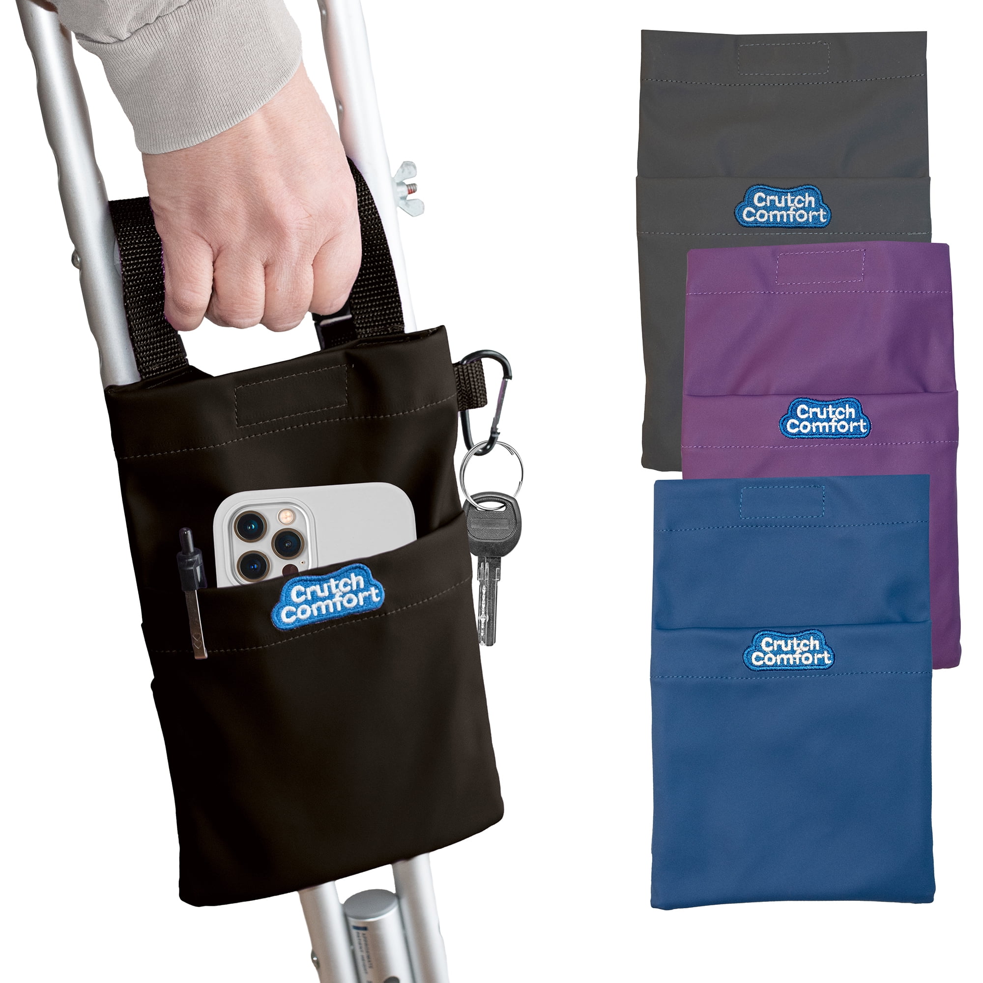 Crutch Comfort Large Universal Crutch Pouch/Pocket/Bag with Key Clip ...