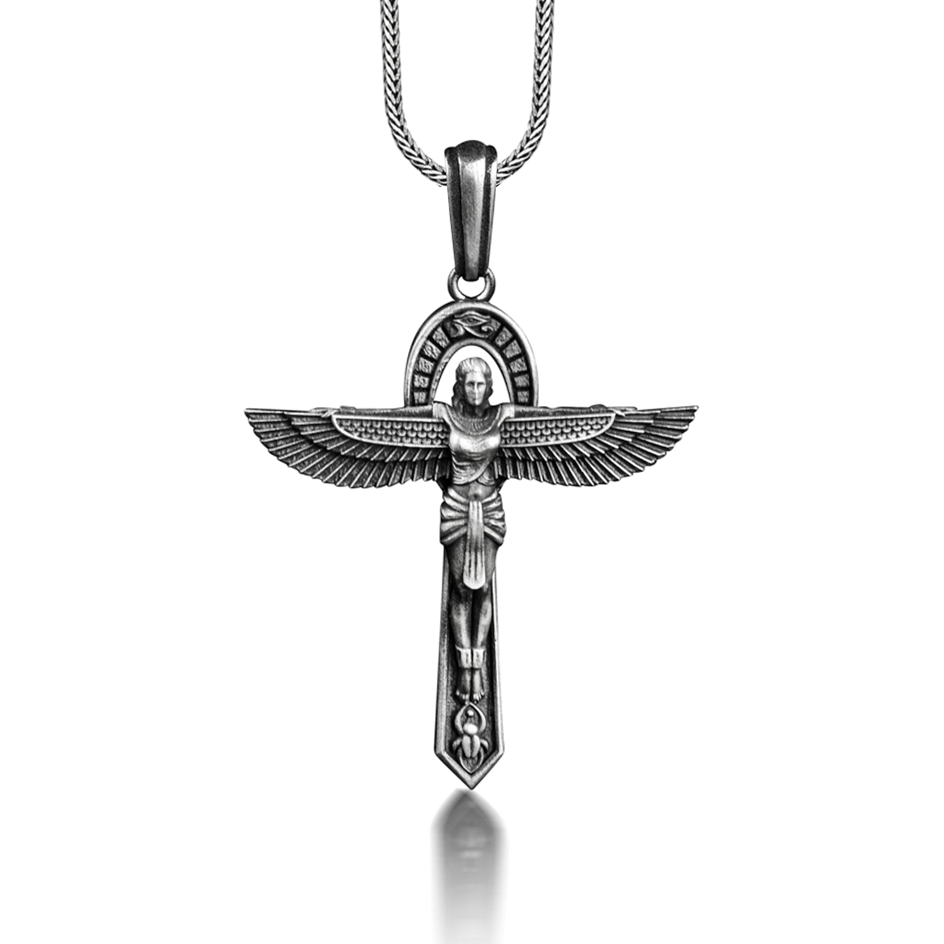 Crux Ansata Isis on Ankh Pendant, Eye of Horus on Top Isis and Ankh ...