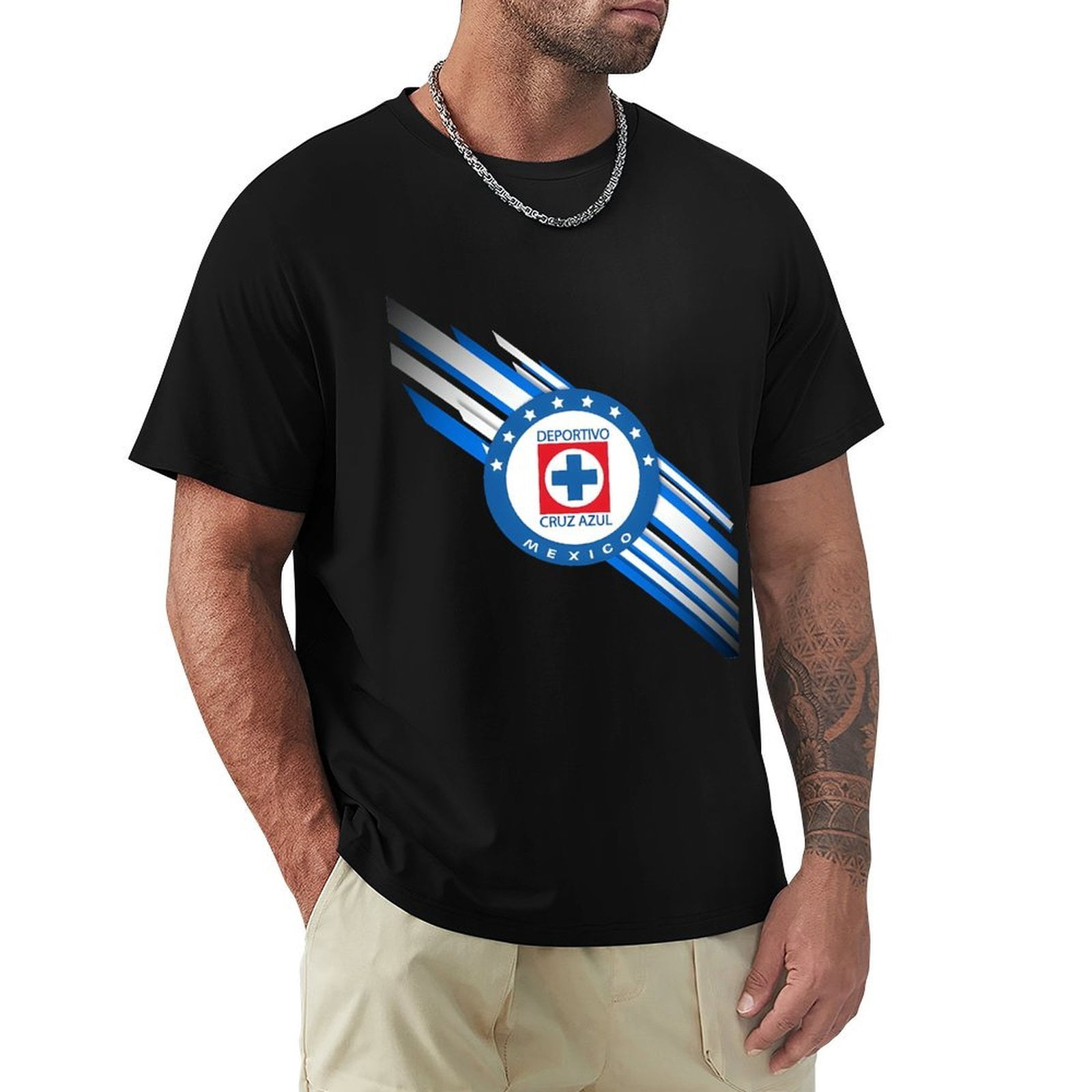 Cruz Azul Mexico Men's Cotton Short Sleeve HD Print Tee for Casual T ...