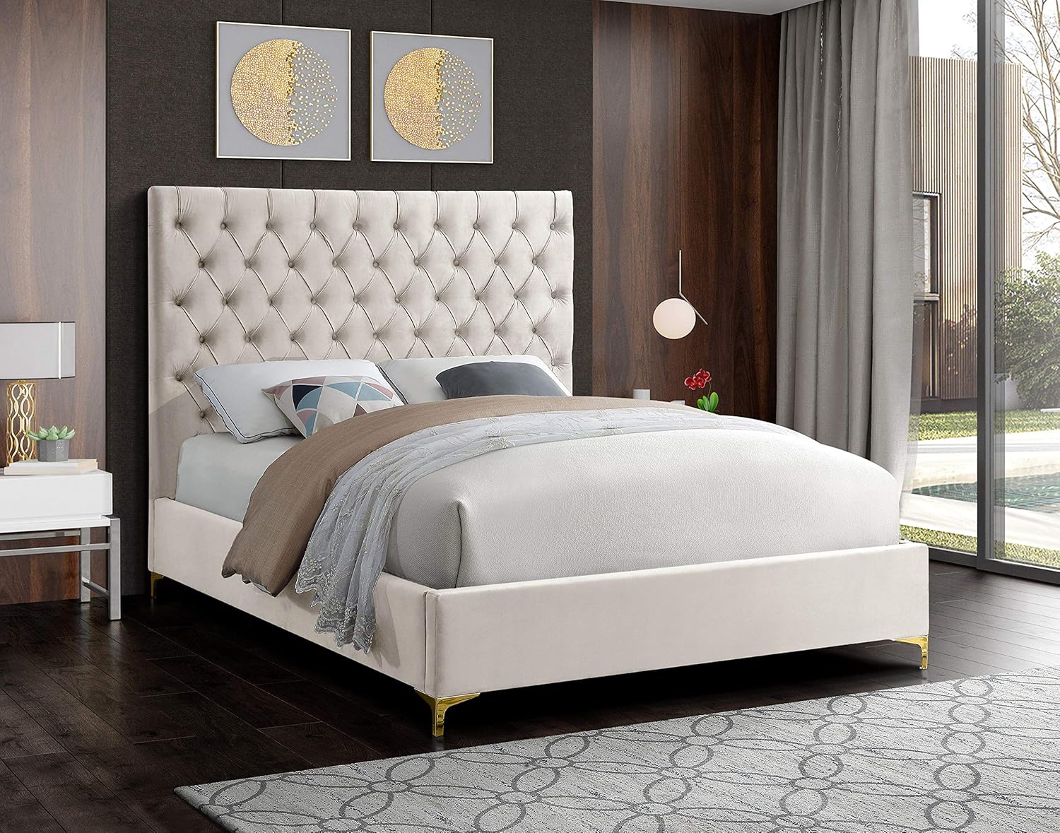 Cruz Collection Modern | Contemporary Velvet Upholstered Bed with Deep ...