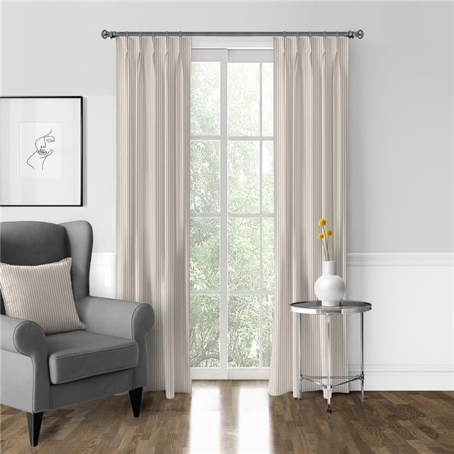 Cruz Ticking Stripes Pinch Pleat Drapery Panel, Taupe & Ivory - 40 x ...