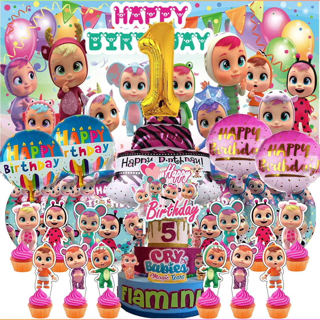 Cry Babies Baby 1st Tableware Balloons Cake Toppers Backdrop Banner ...