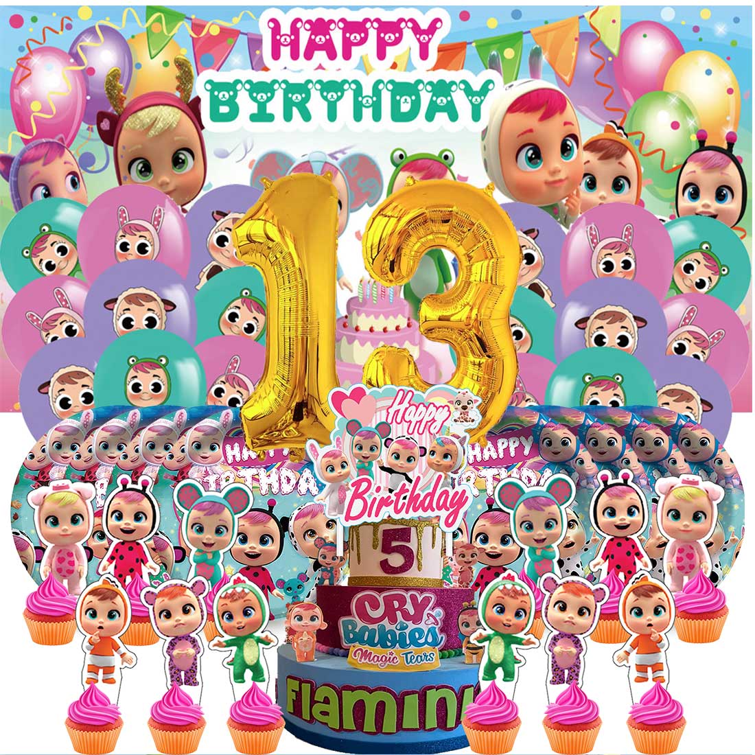 Cry Babies Baby Balloons Party Supplies 13th Decor Tableware Birthday ...