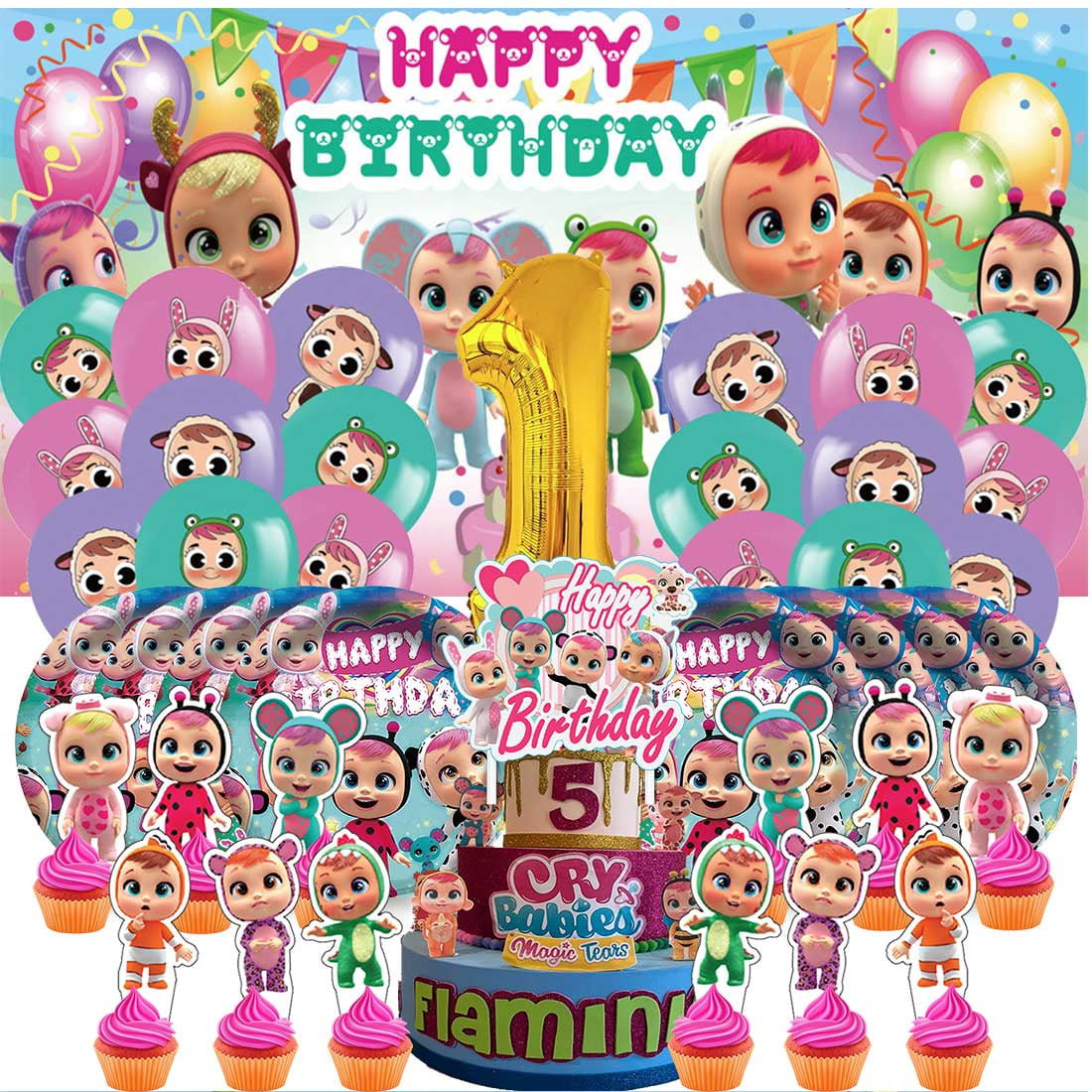 Cry Babies Baby Balloons Party Supplies 1st Decor Tableware Birthday ...