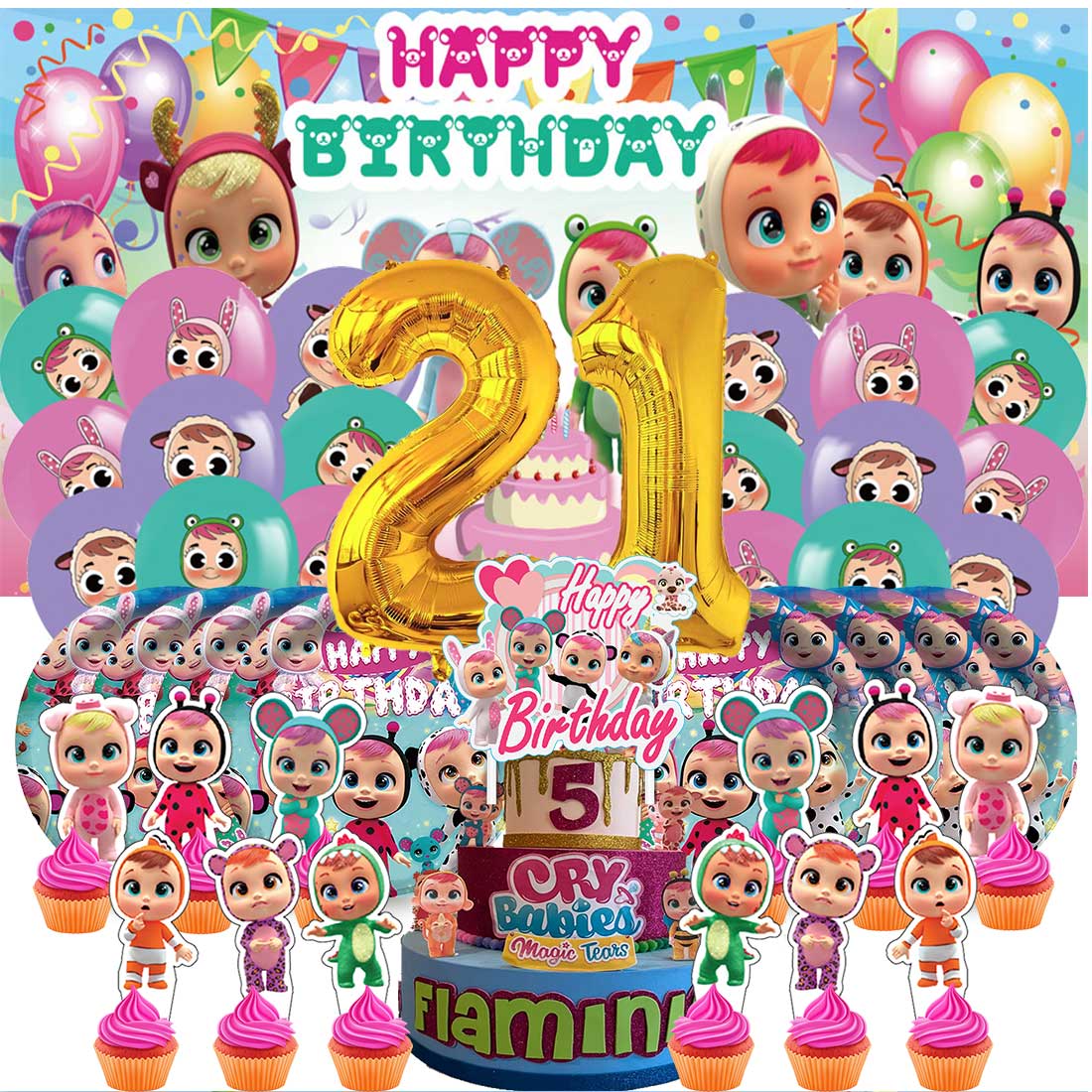 Cry Babies Baby Balloons Party Supplies 21th Decor Tableware Birthday ...